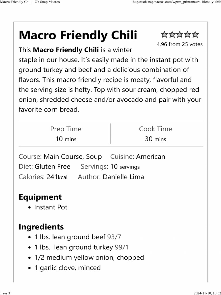 Recipe - Macro Friendly Chili | PDF