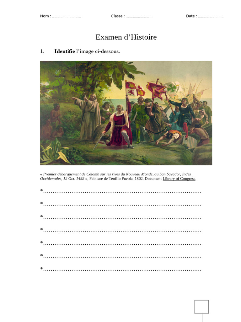 Examen Histoire 4° | PDF
