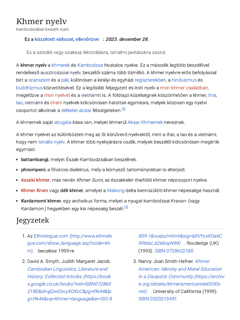 Khmer Nyelv | PDF