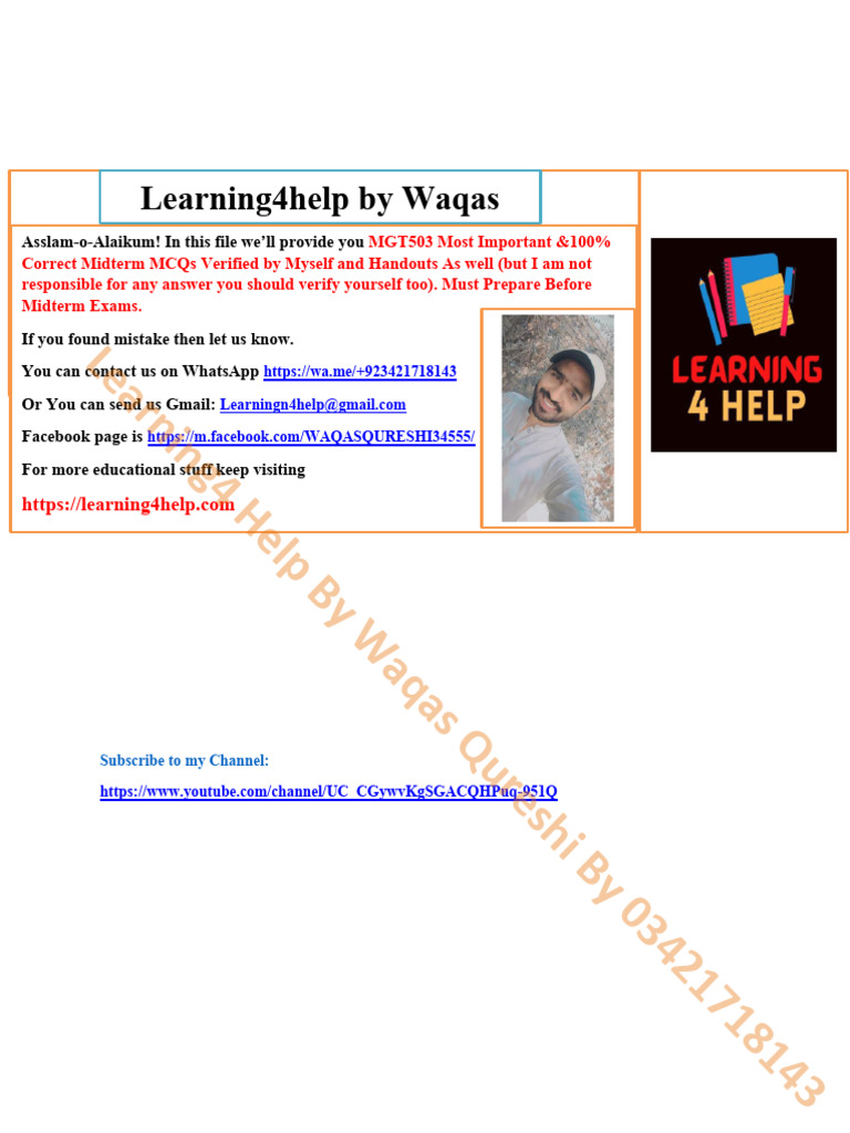 MGT503 Midterm by Learning4Help-1 | PDF