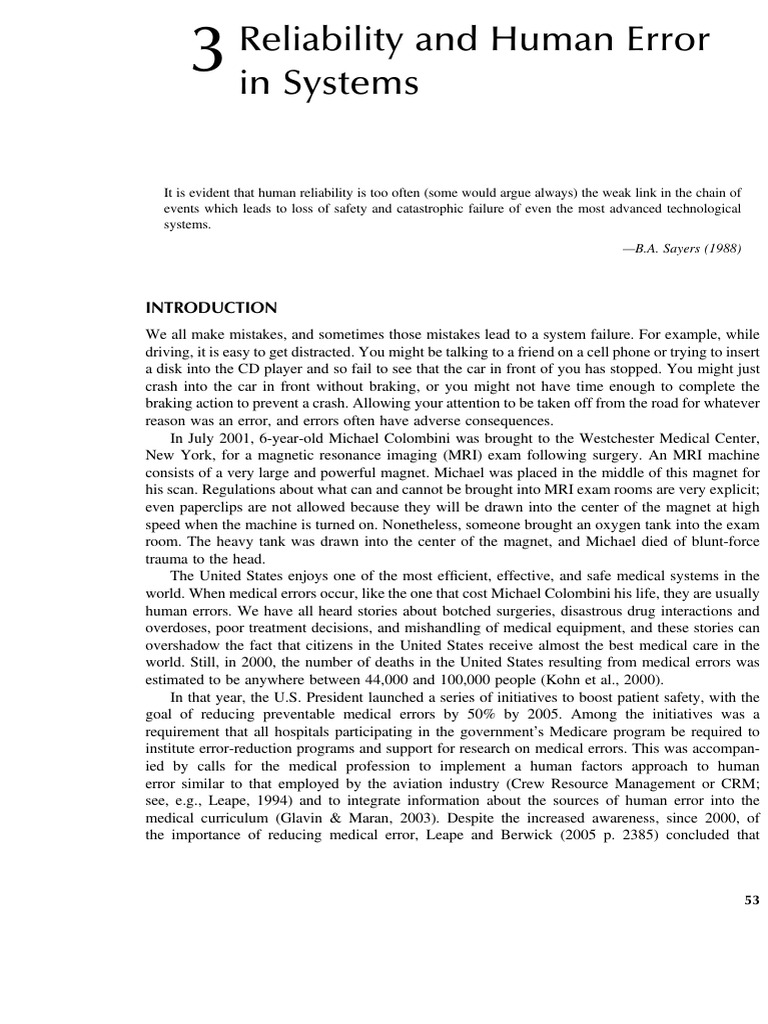 Proctor Zandt Human Factors 2008 Chapter 3 Reliability | PDF | System ...