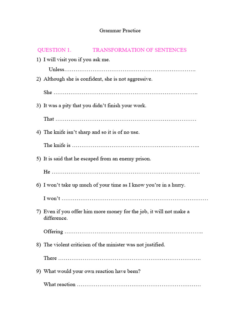 GRAMMAR PRACTICE - Solved | PDF