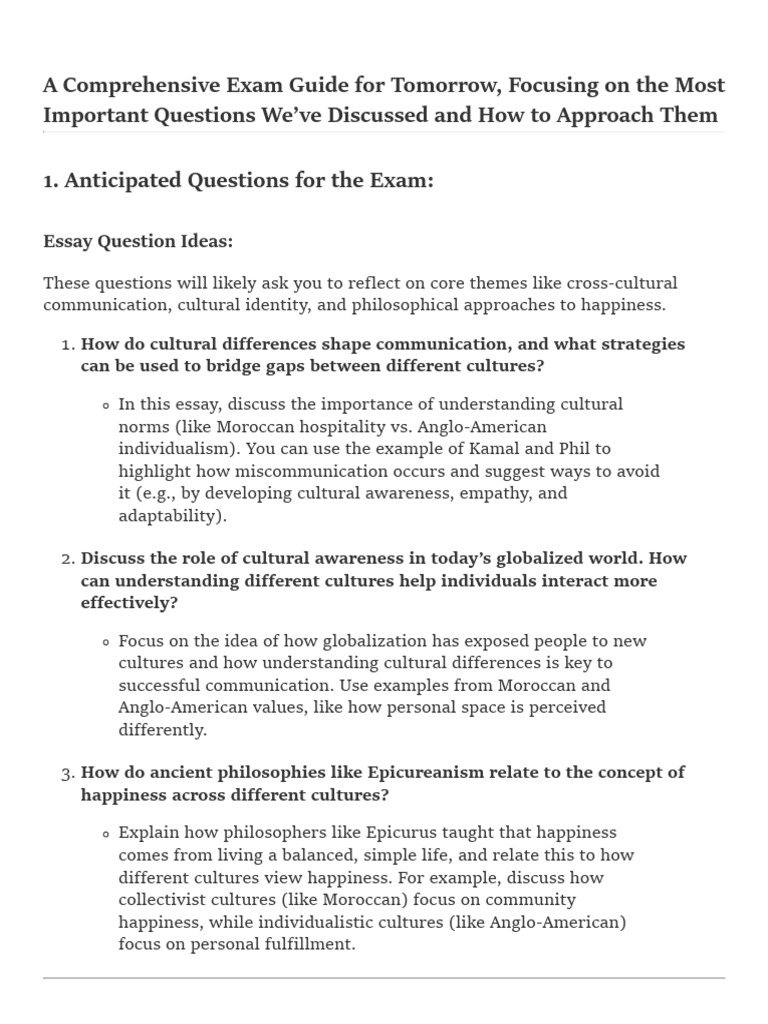 A Comprehensive Exam Guide | PDF | Happiness | Individualism