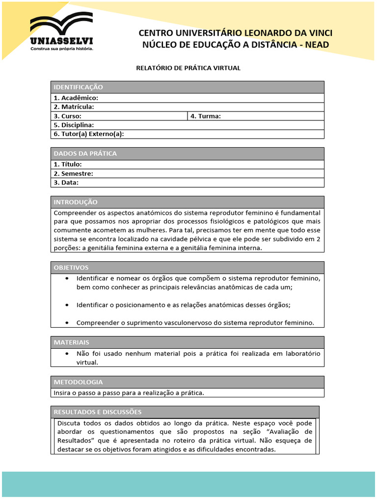 Modelo Relatório Laboratório Virtual-Compactado | PDF