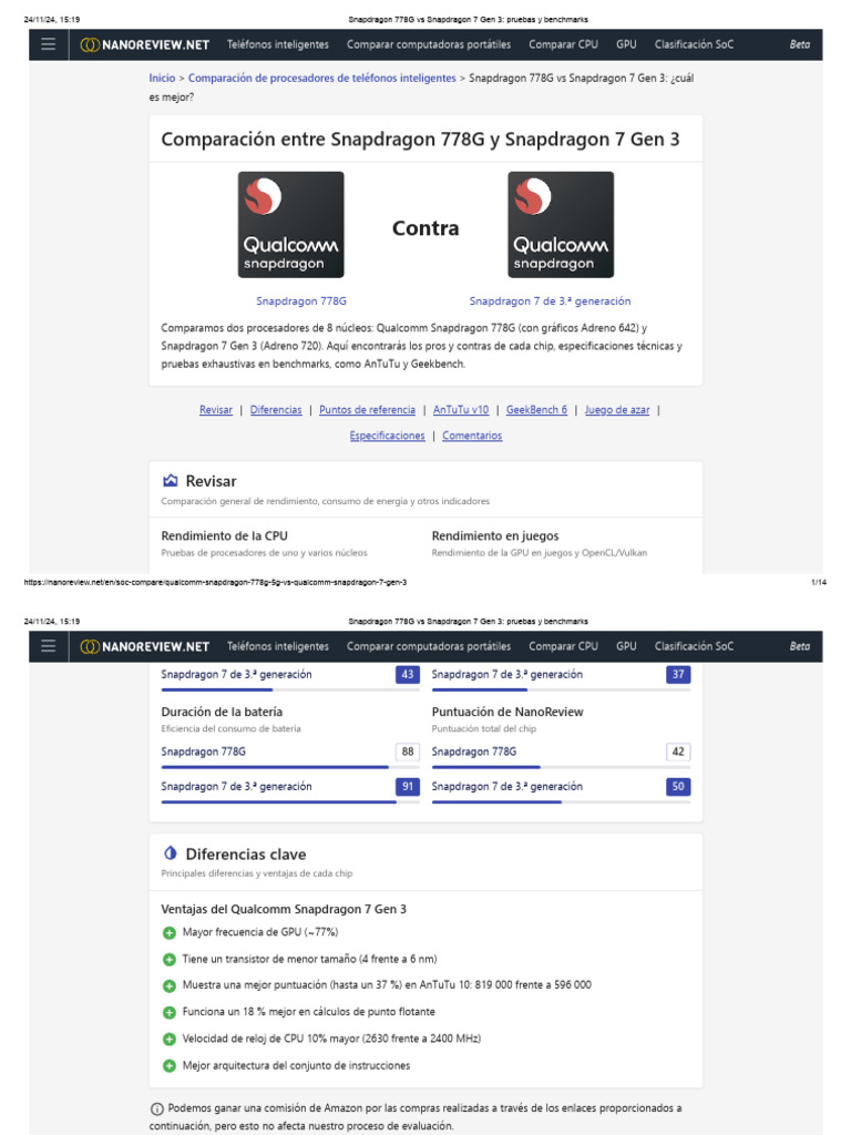 Snapdragon 778G Vs Snapdragon 7 Gen 3 - Pruebas y Benchmarks | PDF | Ciencias de la Computación ...