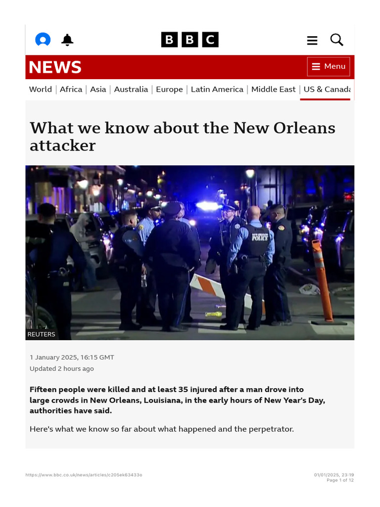 New Orleans - What We Know About Attacker Shamsud-Din Jabbar - BBC News | PDF | Bbc | New Orleans