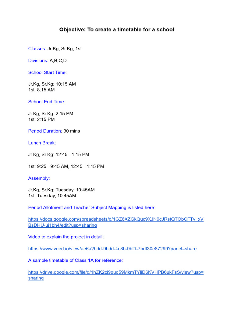 TimeTable Project Details | PDF