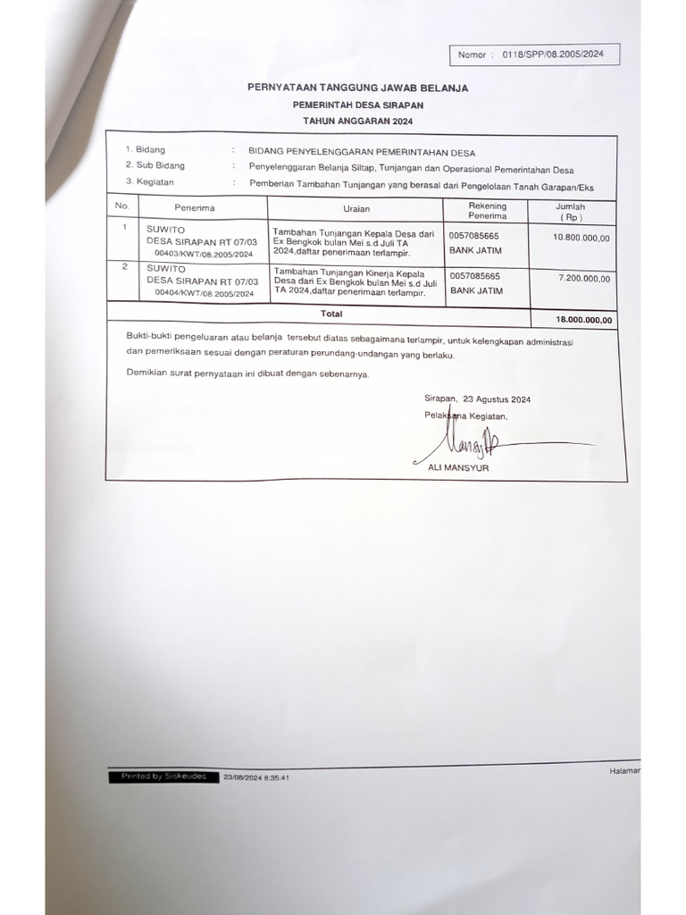 SPTJB Tunj Kades Pad | PDF