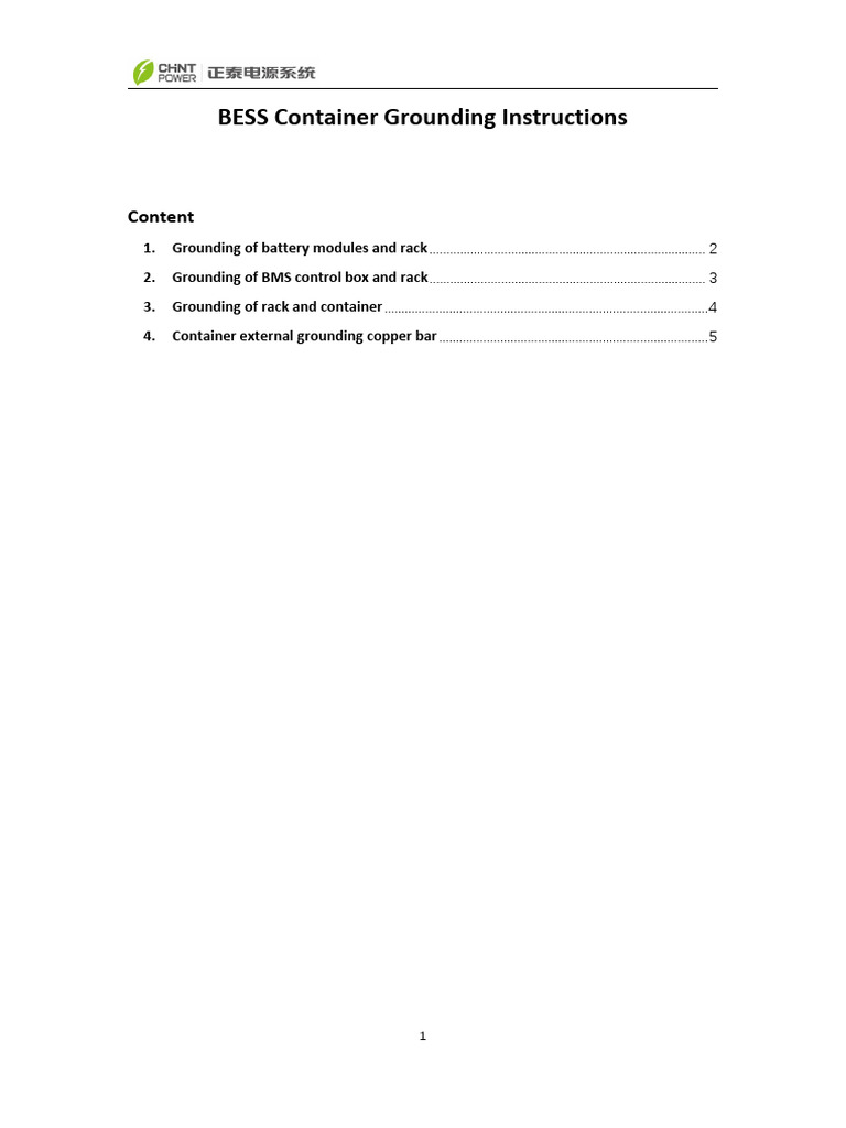 Annex 4-BESS Container Grounding Instructions | PDF