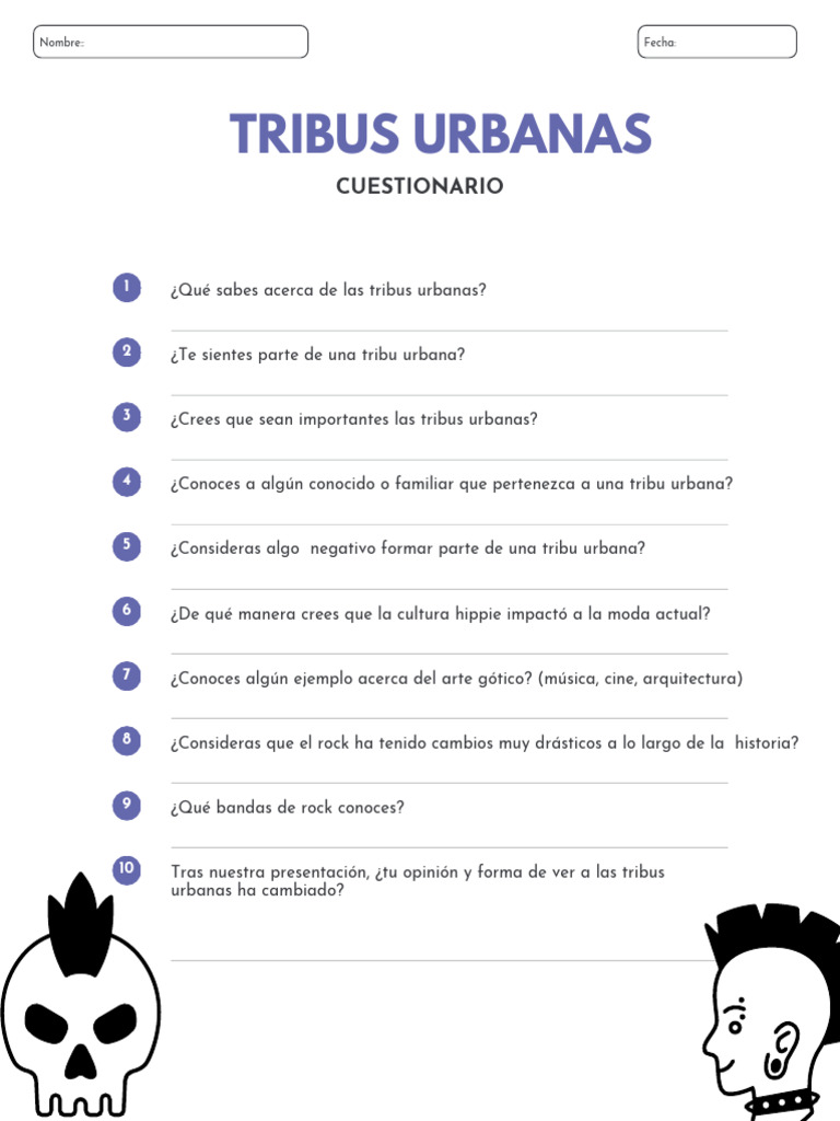 Cuestionario Tribus Urbanas | PDF