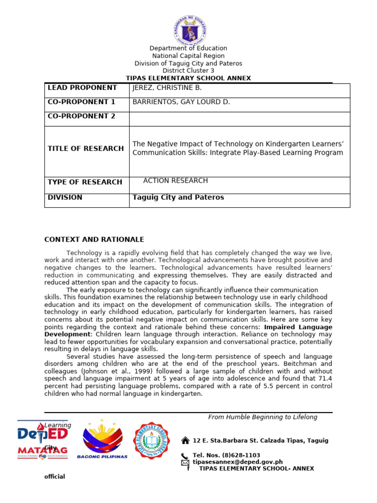 Action Research Proposal Template | PDF | Learning | Communication
