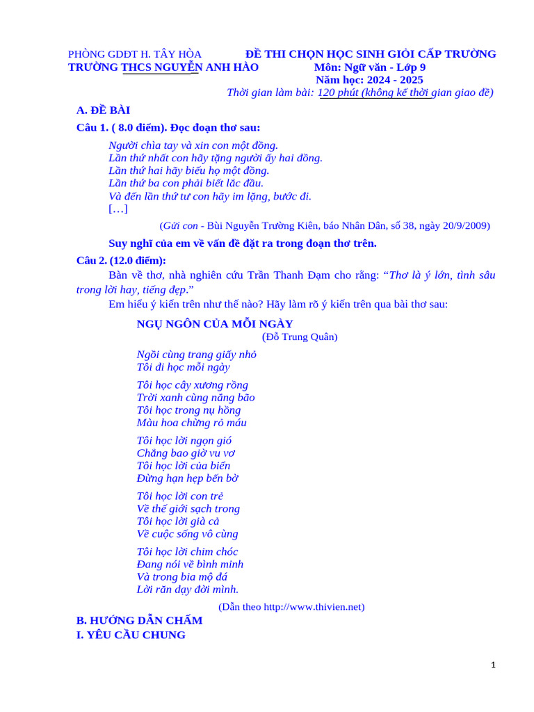 95.D Án HSG 9 | PDF