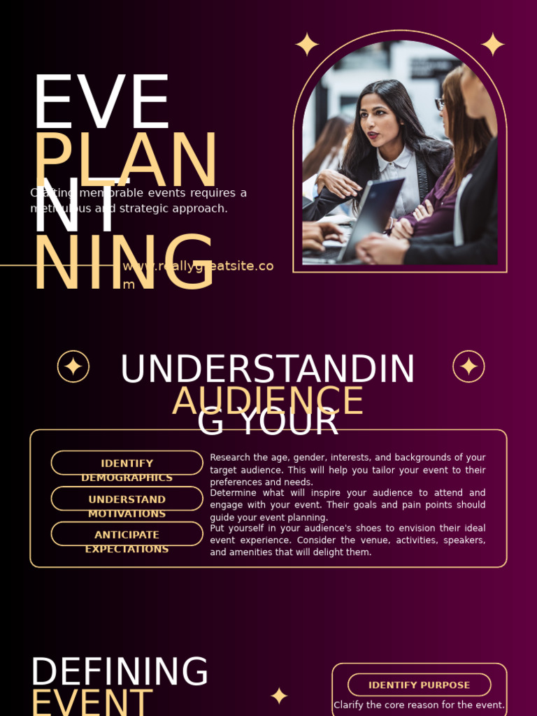 Purple Modern Event Planning Presentation | PDF | Target Audience | Goal