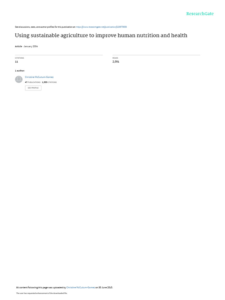 Using Sustainable Agriculture to Improve Human Nut | PDF | Organic ...