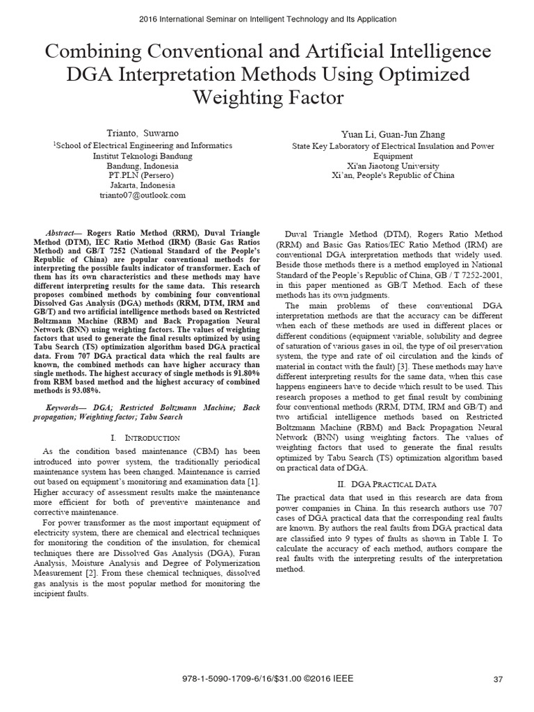 Combining Conventional and Artificial Intelligence DGA Interpretation Methods Using Optimized ...