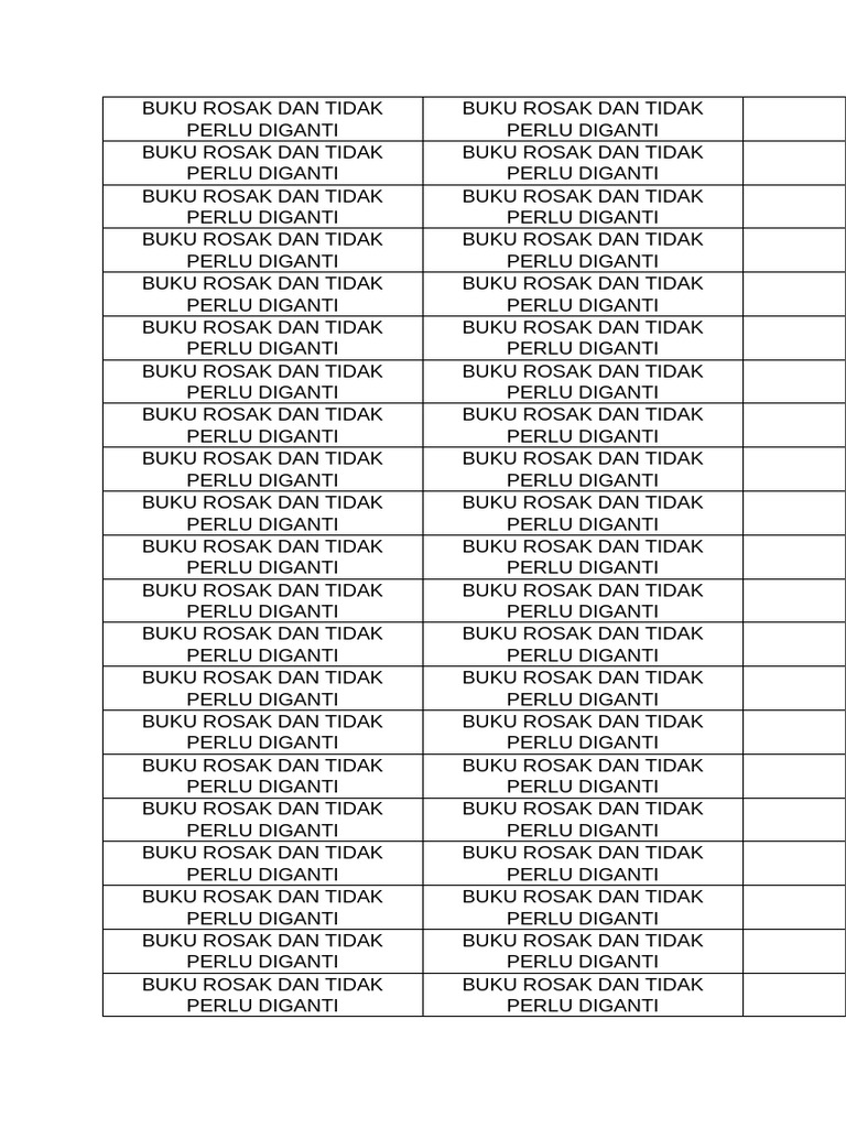 Buku Rosak: Tidak Perlu Diganti | PDF