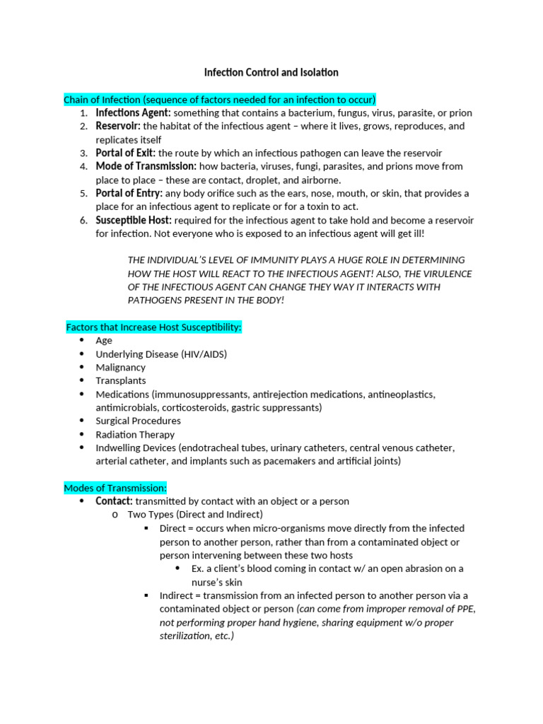 Infection Control and Transmission Methods | PDF | Inflammation | Infection