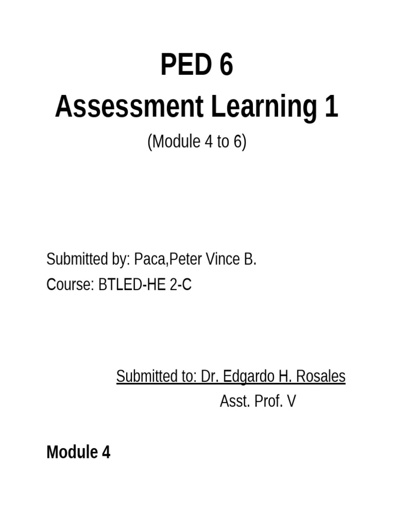 Assessment Learning 1 (Module 4 To 6) | PDF | Validity (Statistics ...