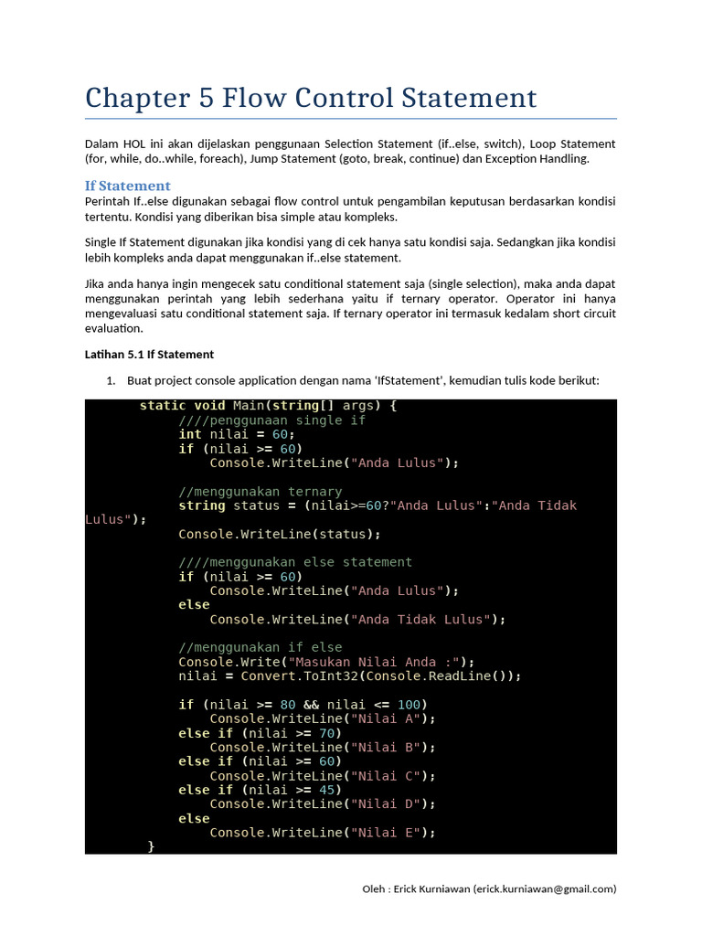 HOL05 - Flow Control Statement | PDF
