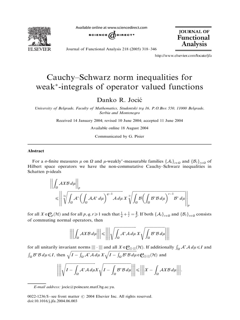 Jocic JFA 2005 | PDF | Norm (Mathematics) | Functional Analysis
