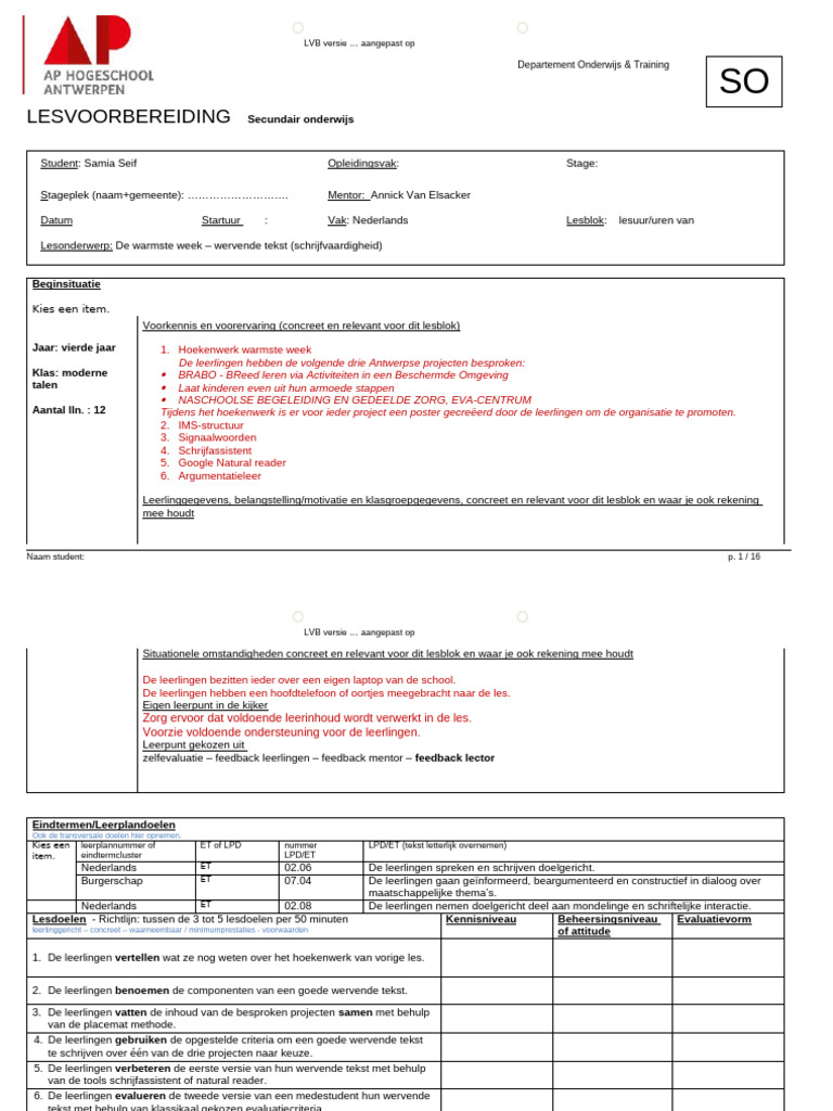 De Warmste Week - Schrijfvaardigheid LVB | PDF