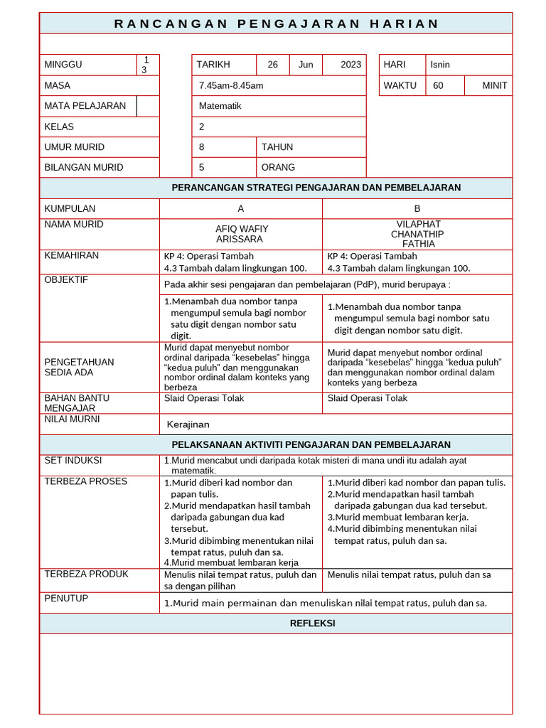 Rancangan Pengajaran Harian: Perancangan Strategi Pengajaran Dan ...