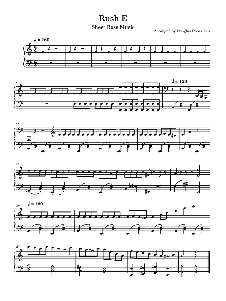Rush E Piano Sheet Music Arranged | PDF | Performing Arts