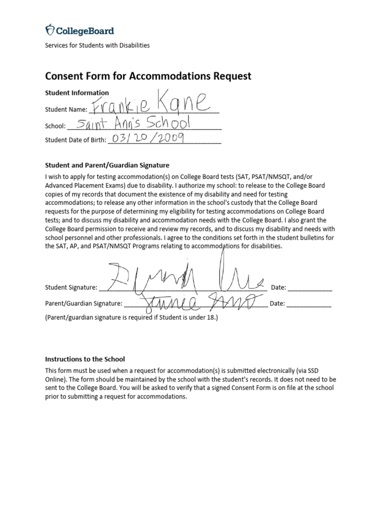 College Board Consent To Release Information 2 | PDF