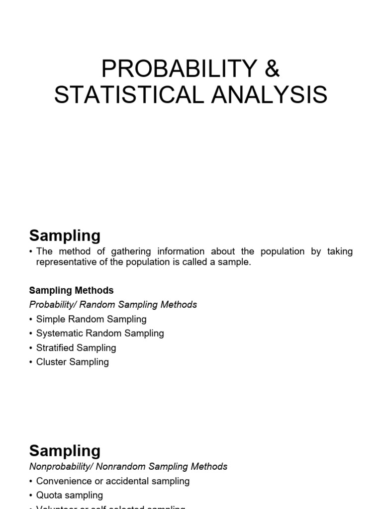 PROBABILITY & STATISTICAL ANALYSIS | PDF | Sampling (Statistics) | Standard Error