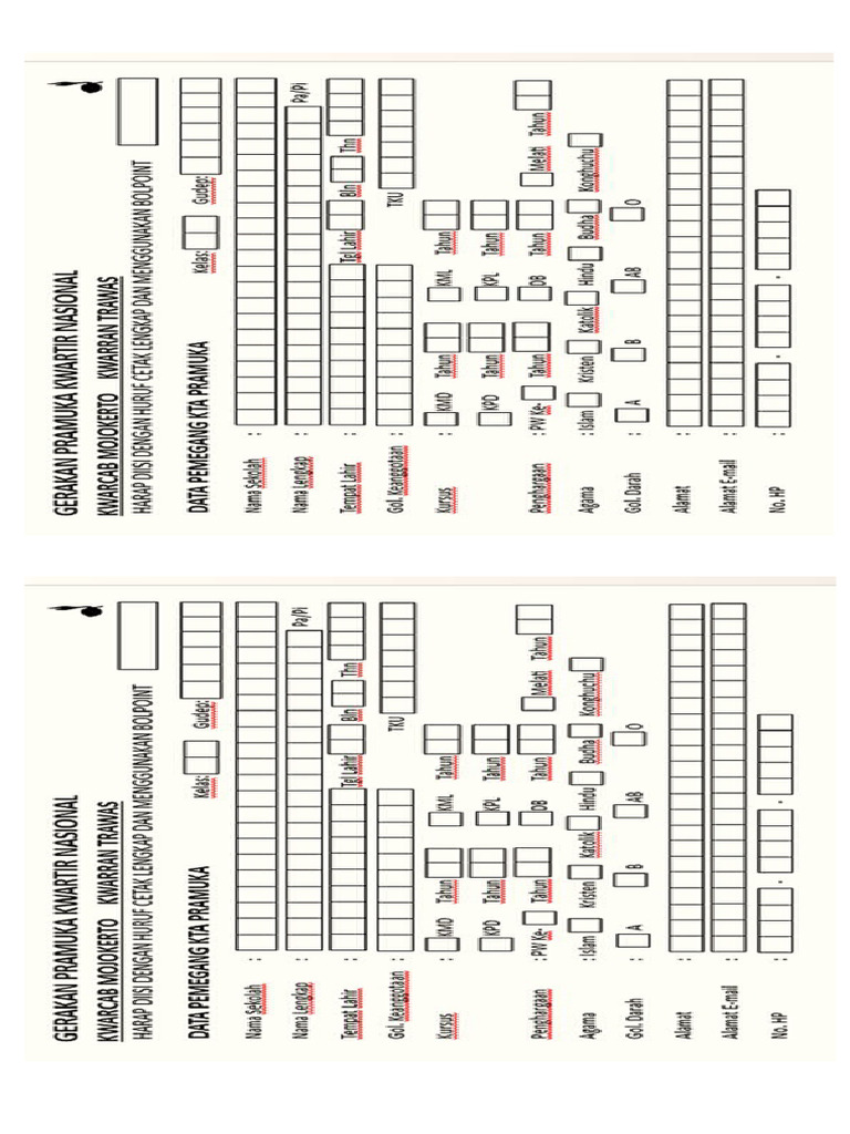 Formulir KTA Pramuka -Ok | PDF