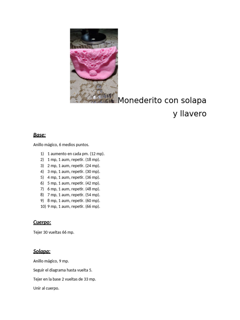 Monederito con Solapa y Llavero | PDF