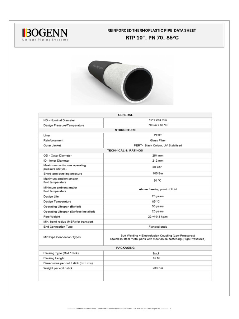 Technical Specifications for RTP | PDF | Pipe (Fluid Conveyance) | Industrial Processes