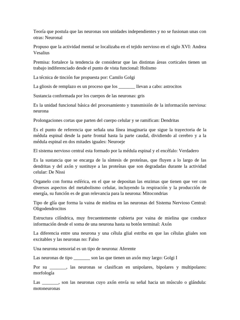 Examen Neuro | PDF | Neurona | Sistema somatosensorial