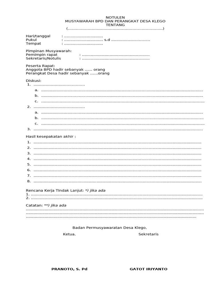 Format Notulen | PDF