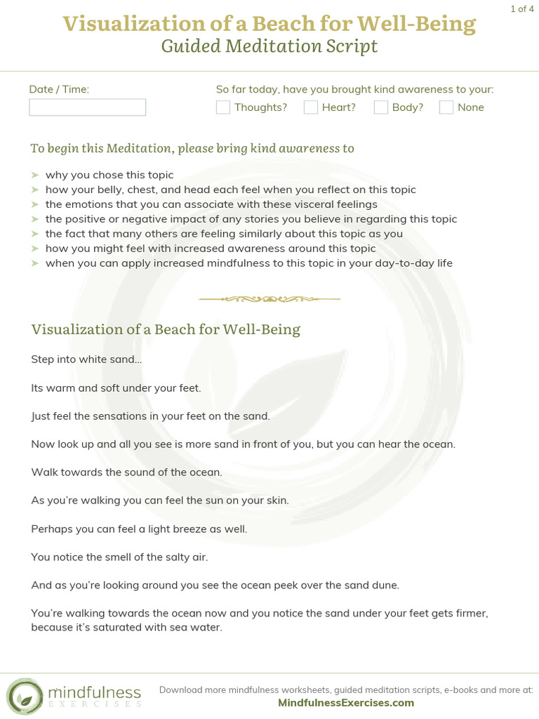 Beach Visualization Meditation Guide | PDF | Meditation | Beach