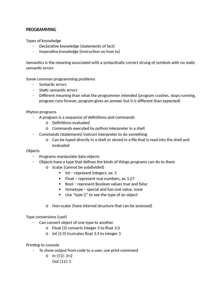 PROGRAMMING | PDF | Data Type | Computer Program PROGRAMMING | PDF | Data Type | Computer Program