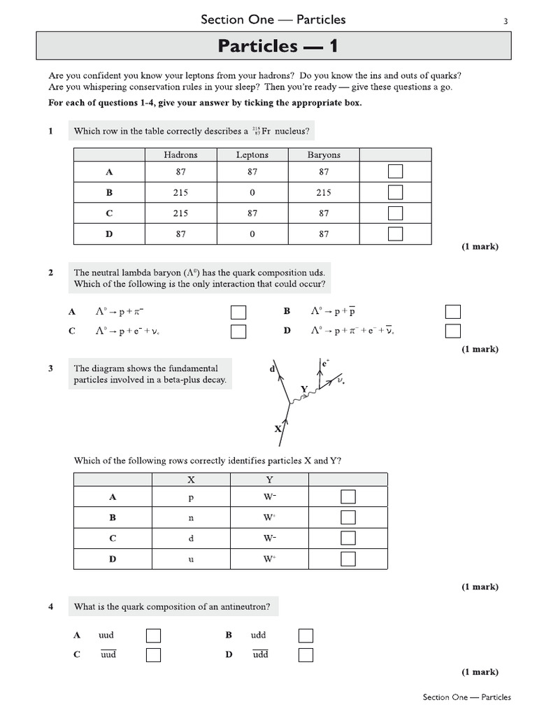 Particles, Questions and Problems | PDF