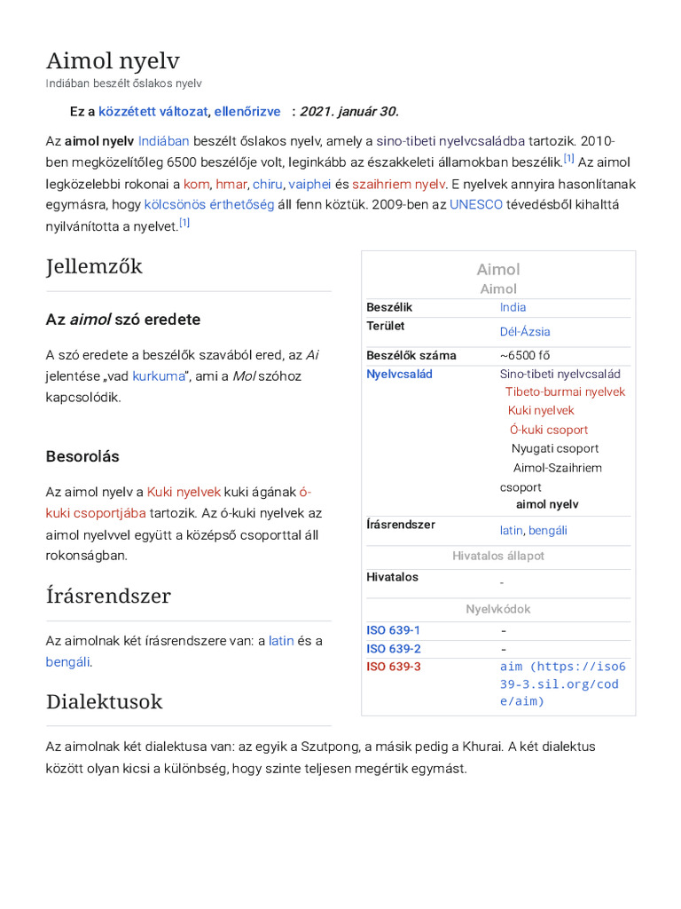 Aimol Nyelv | PDF