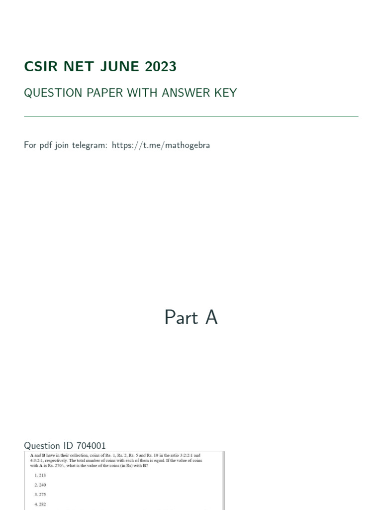 CSIR NET June 2023 Mathematics Paper | PDF