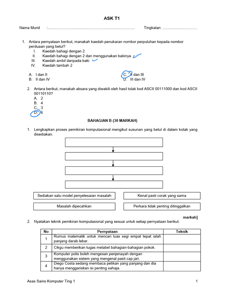 Latih Tubi Ask T1 Julai 2023 | PDF