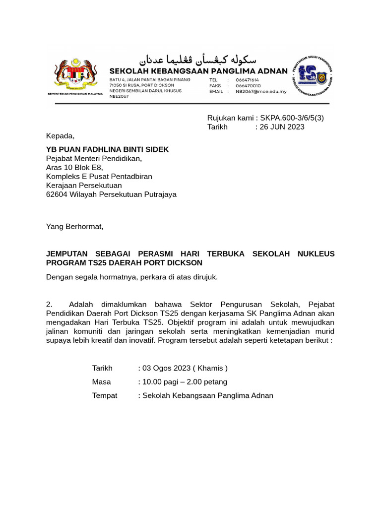 Surat Jemputan KPM Vip | PDF