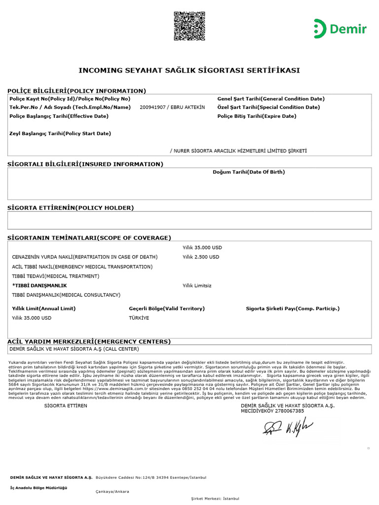 Incoming Seyahat Sağlik Sigortasi Sertifikasi: Incoming Travel Health ...