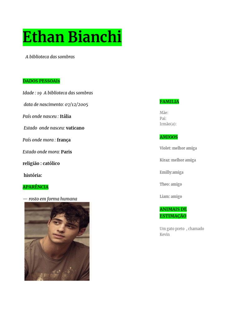 Ficha do Ethan | PDF