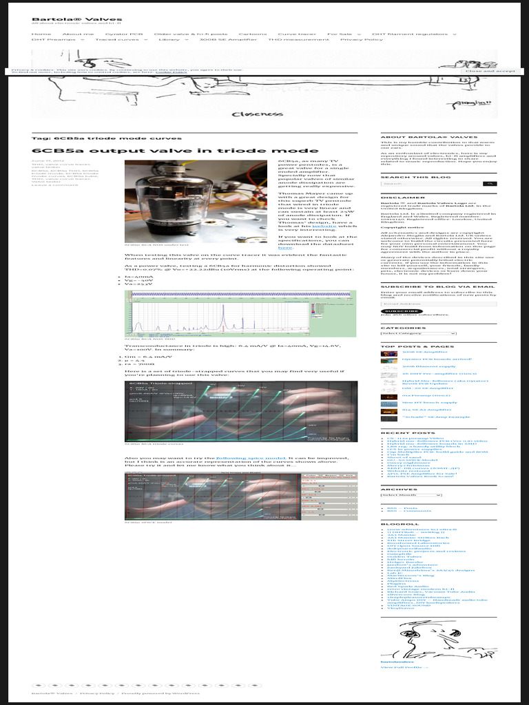 6CB5a Triode Mode Curves - Bartola® Valves | PDF | Vacuum Tube | Vacuum