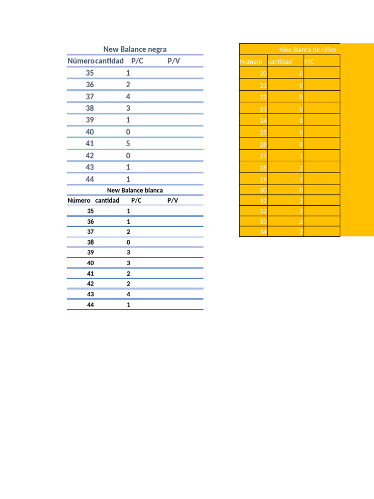 Libro1.xlsx Relevamiento Zapatillas | PDF