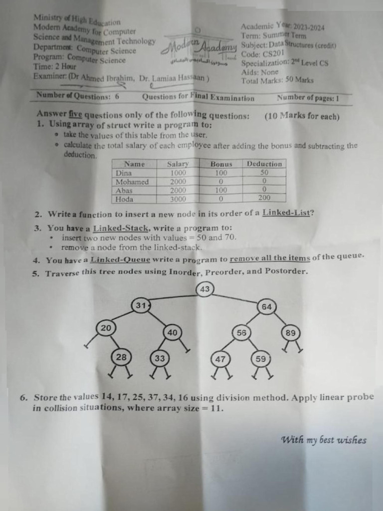 Data Structure Final Exams | PDF