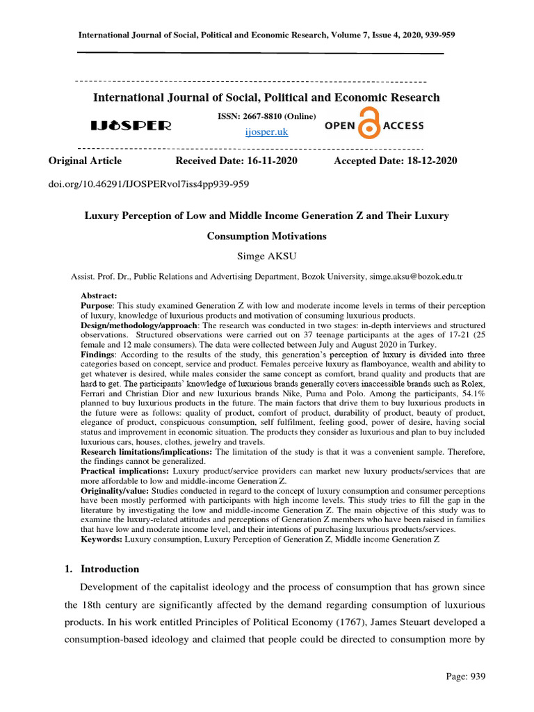 Luxury Perception of Low and Middle Inco | PDF | Luxury Goods | Brand