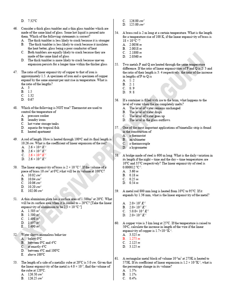 THERMAL EXPANDSION UTME 4 | PDF | Thermal Expansion | Transport Phenomena THERMAL EXPANDSION UTME 4 | PDF | Thermal Expansion | Transport Phenomena