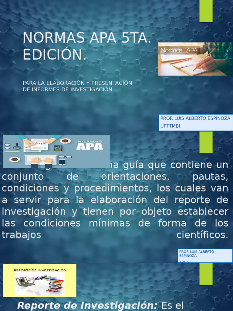 Normas APA 5ta Edición para Informes | PDF | Bibliografía | Estilo apa