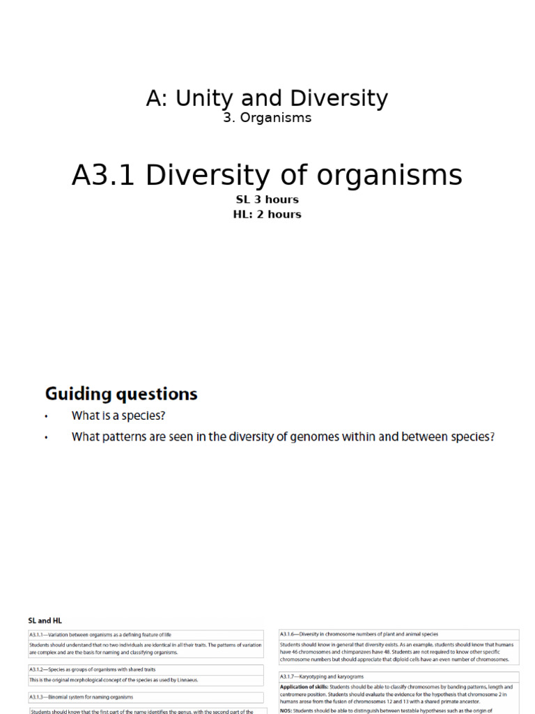A3.1 Diversity of Organisms | PDF | Chromosome | Ploidy